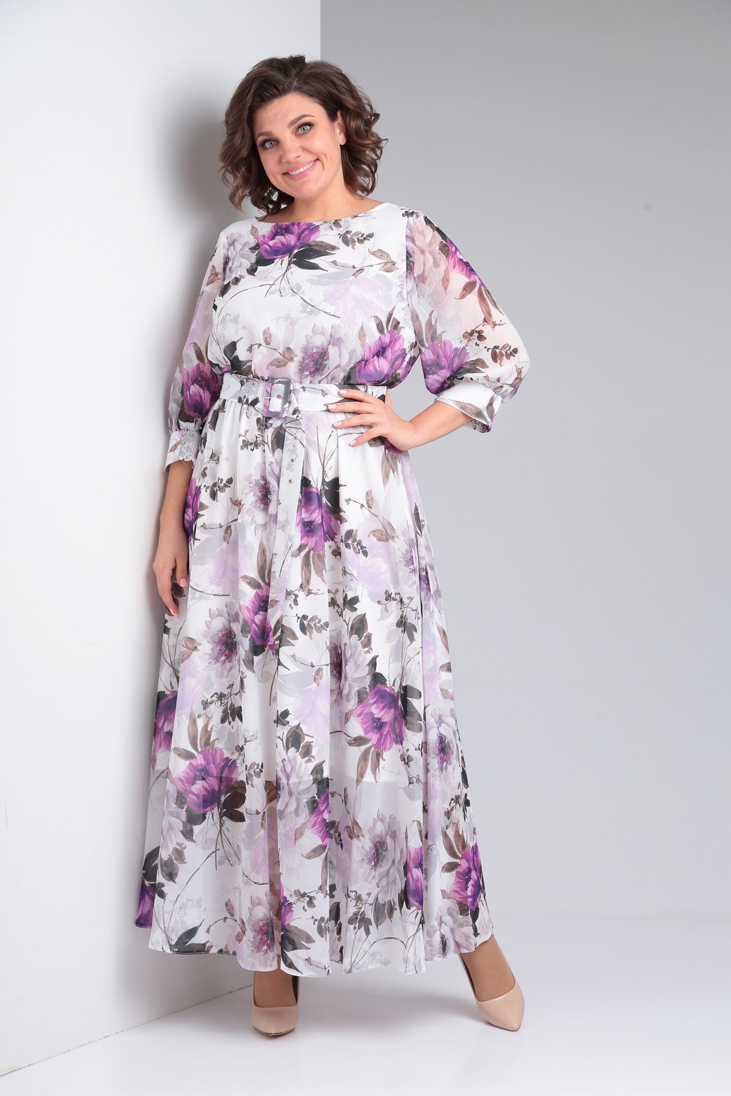 Платье 1-026 бело-фиолетовый POCHERK купить в интернет магазине Велесмода